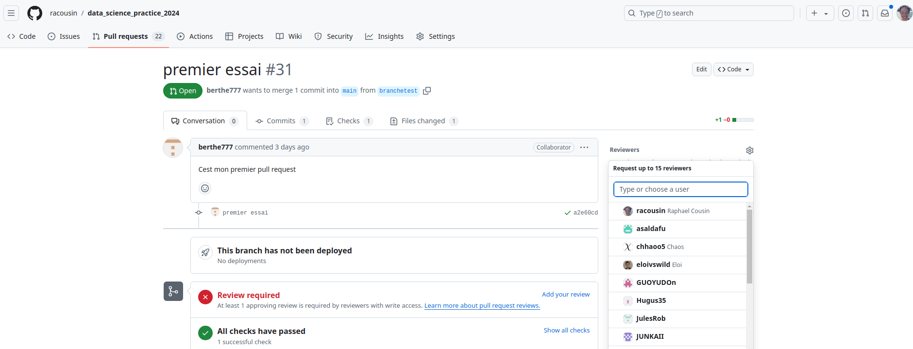 Data Science Practice | Raphael Cousin Teaching